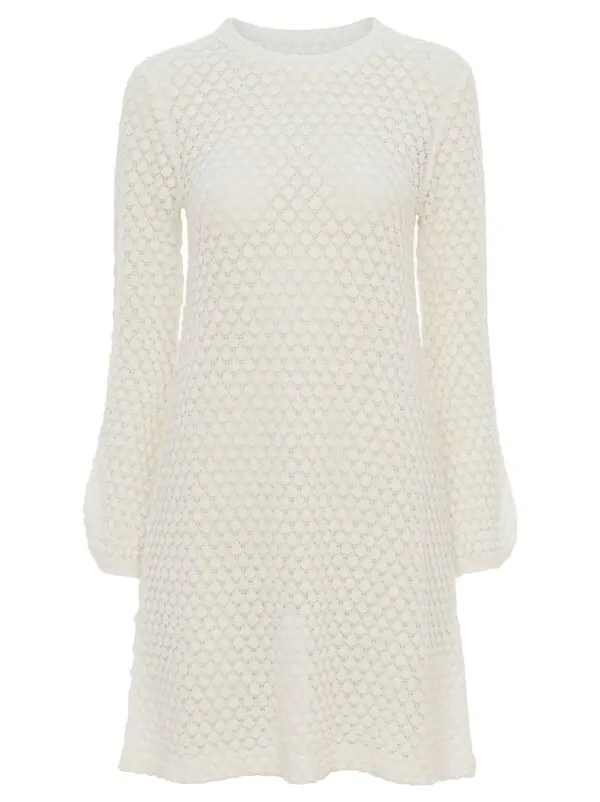 Chloé Knit Mini Dress With Flared Sleeves - Signature Milk Color