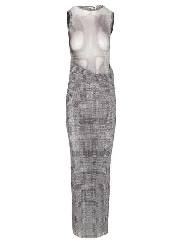JEAN PAUL GAULTIER Sleeveless Maxi Dress With Patchwork Design - Gray