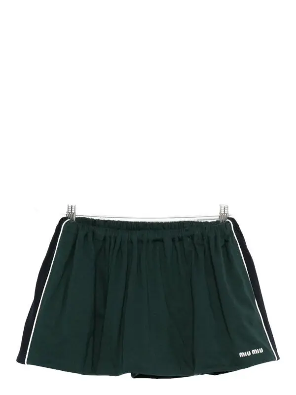 Miu Miu Logo-embroidered Mini Skirt - Green