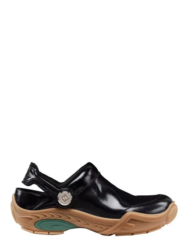 Fendi Leather Slip-on Clogs With Ff Detail - Black