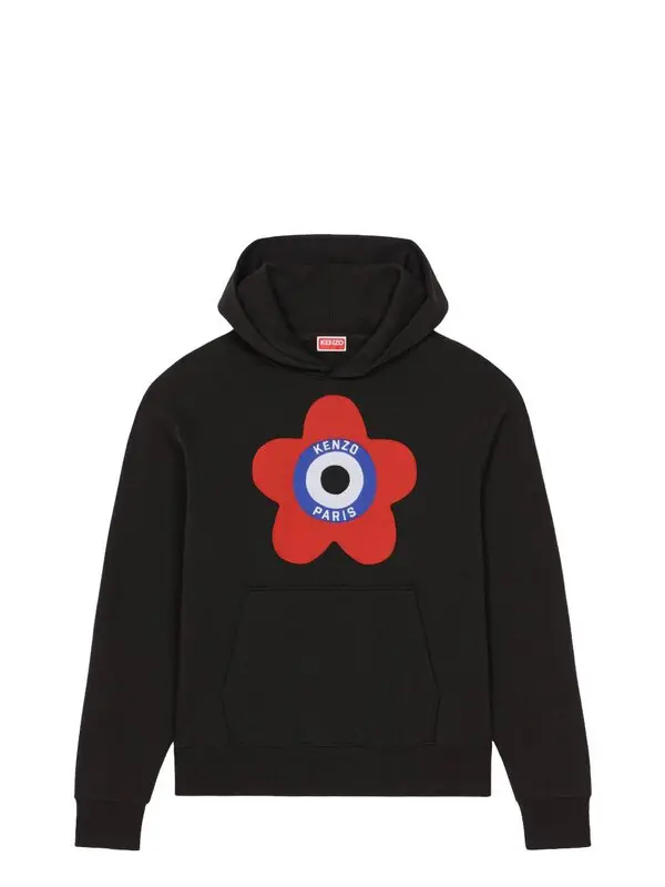 Kenzo Logo Embroidered Drop Shoulder Hoodie - Black