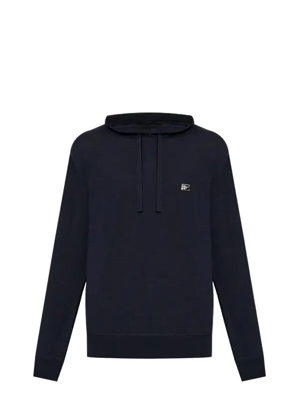 Dolce & Gabbana Dolce Gabbana Logo Plaque Drawstring Hoodie - Black