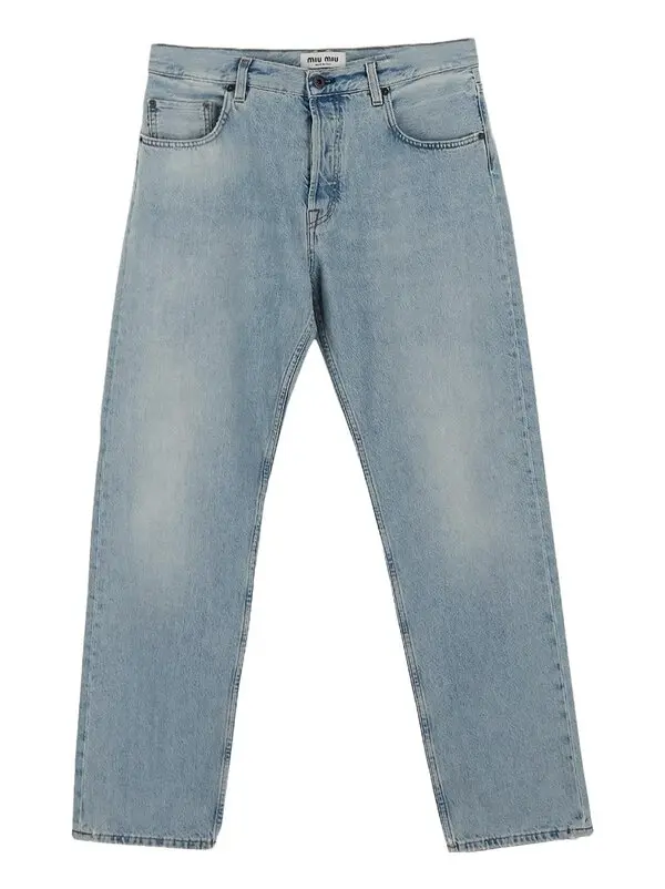 Miu Miu Logo Patch Straight-leg Jeans - Blue