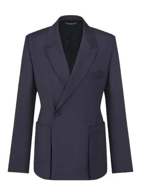 Dior Button Detailed Long-sleeved Jacket - Navy Blue