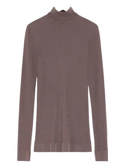 LEMAIRE Long Sleeve Ribbed Turtleneck Top - Misty Purple