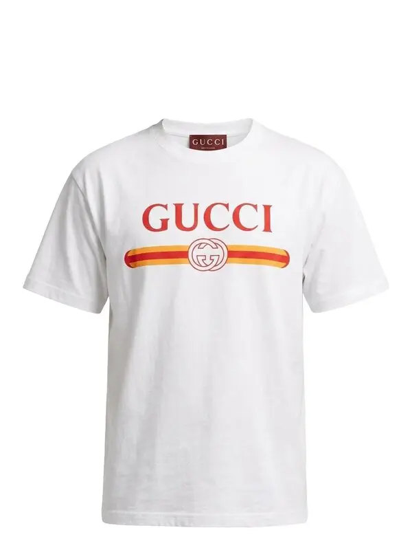 Gucci Logo Webbing Print Crewneck T-shirt - White