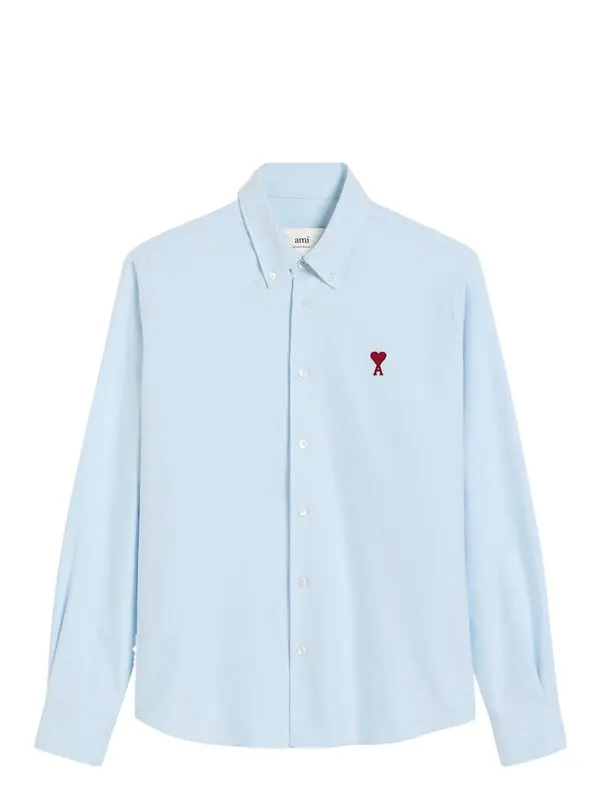 AMI Paris De Coeur Long Sleeved Shirt - Sky-blue