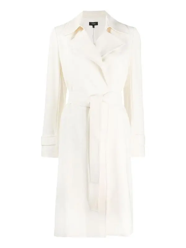 Theory Oaklane Trench Belted Coat - White