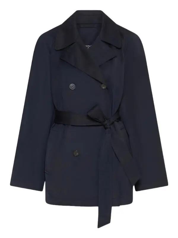 Marella Technical Cotton Trench Coat - Navy Blue