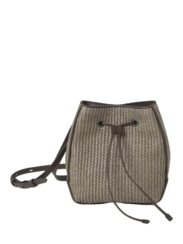 Brunello Cucinelli Monili Embellished Raffia Bucket Bag - Multicolor