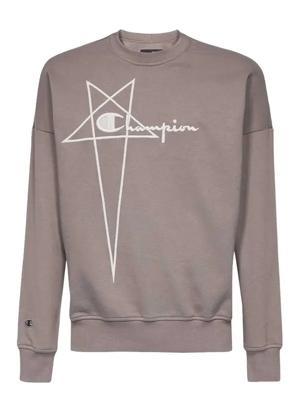 Rick Owens Champion Embroidered Logo Organic Cotton Jumper - Gray