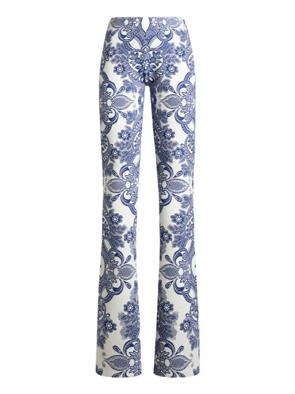 Etro Lace-motif Knit Trousers - Gray