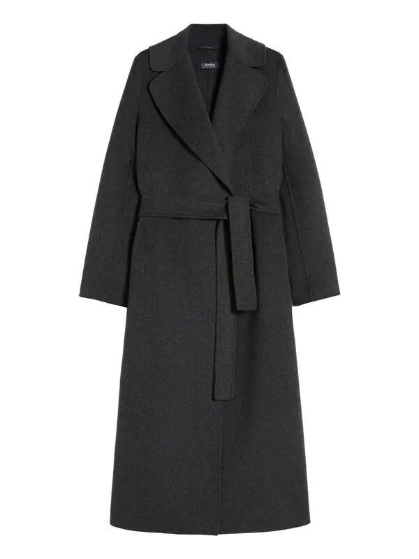 Max Mara Long-sleeved Belted Coat - Dark Gray