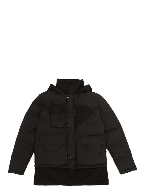 C.P. COMPANY Hooded Down Jacket With Quilted Paneling - Black