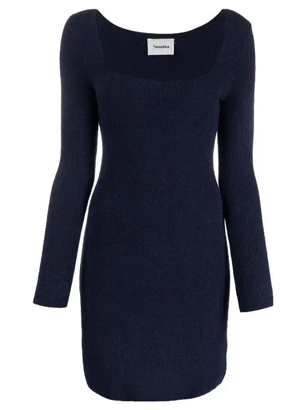 Nanushka Leah Square Neck Knitted Dress - Black