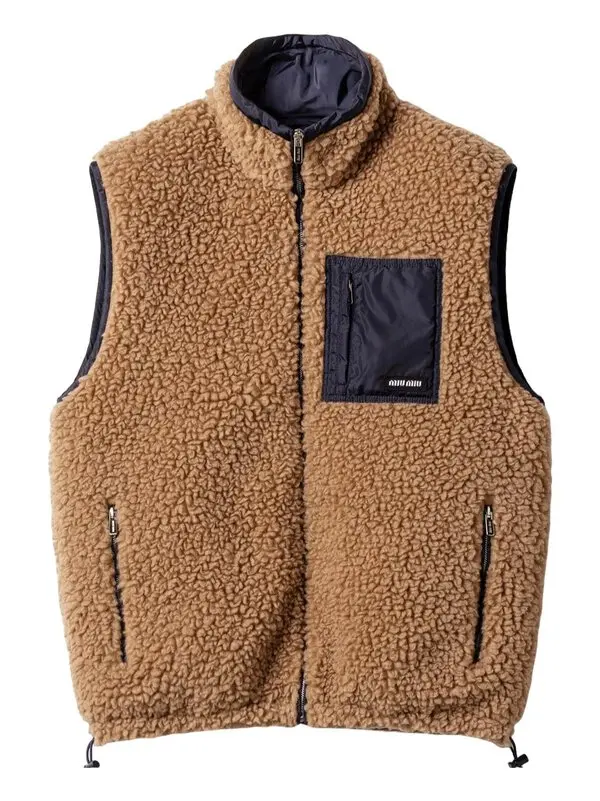 Miu Miu Fleece Gilet - Camel/royal Blue