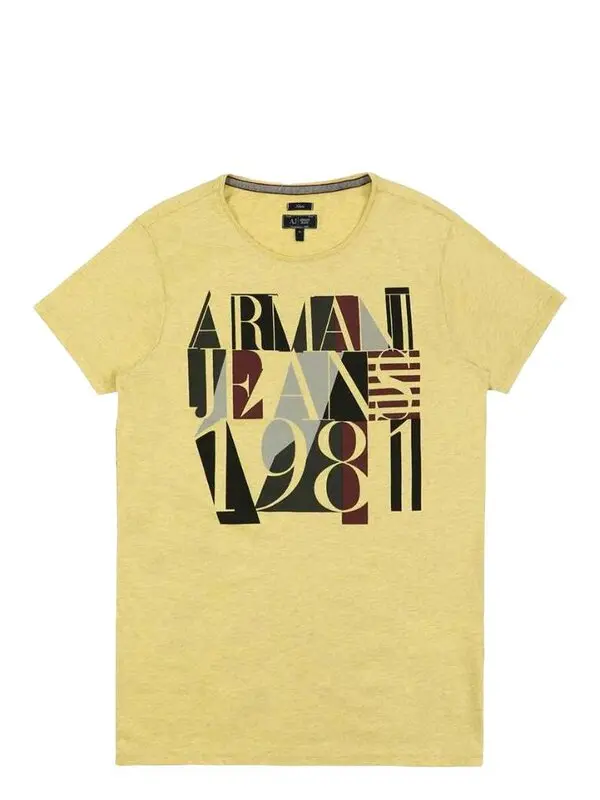 Emporio Armani Round Collar Printed T-shirt - Yellow