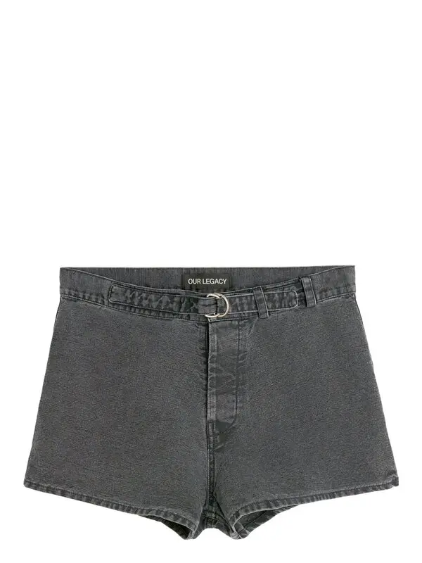 Our Legacy Denim Shorts With D-ring Belt - Black