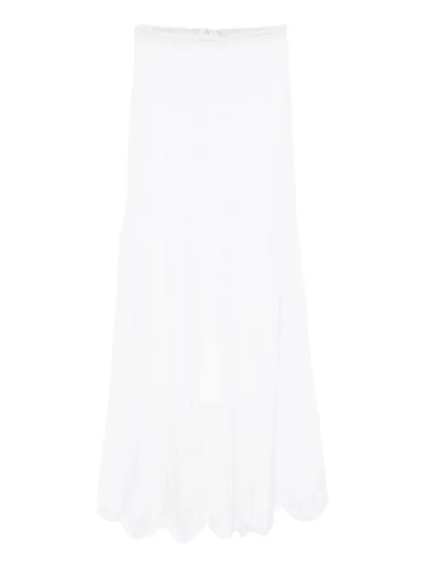 FORTE_FORTE Pleated Skirt With Scalloped Hem - White