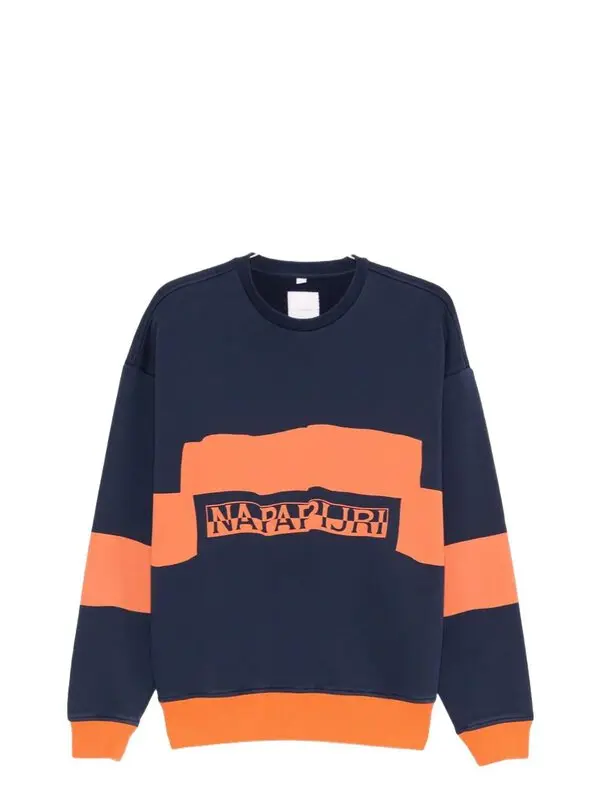 NAPAPIJRI Logo Striped Crew Neck Sweatshirt - Blue