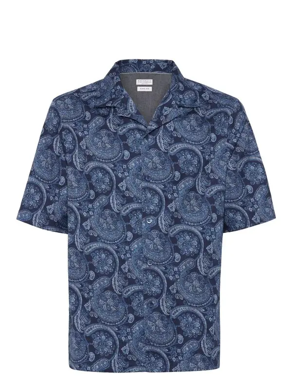 Brunello Cucinelli Paisley-print Cotton Shirt - Blue