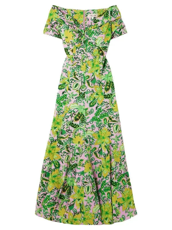 Diane Von Furstenberg Floral Print Maxi Dress - Green