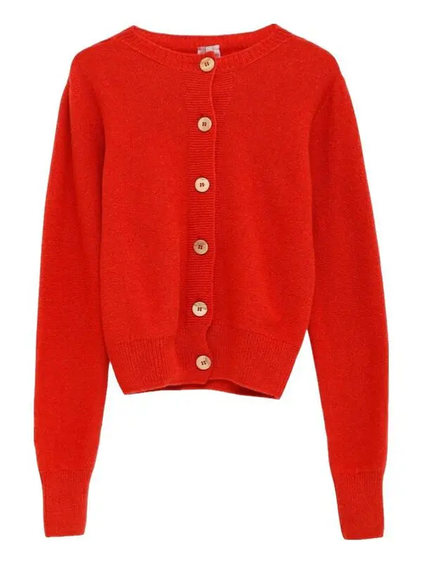 BASERANGE Long-sleeved Cardigan With Button Closure - Red