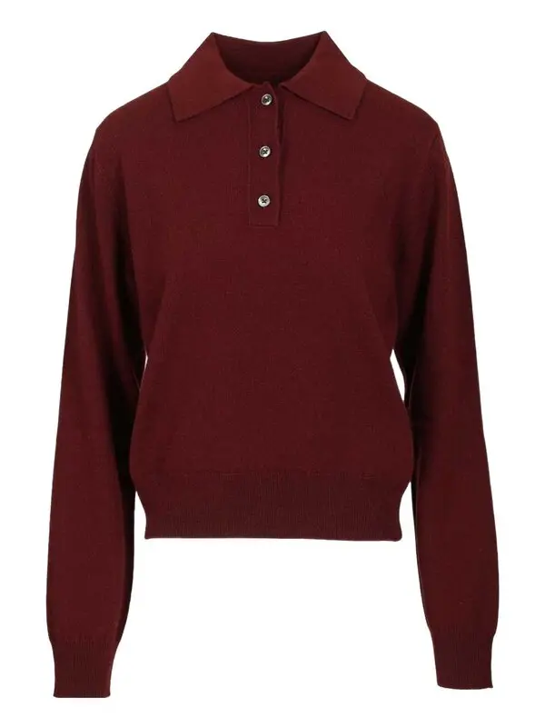 MAISON MARGIELA Knitted Polo Top With Button Closure - Brown