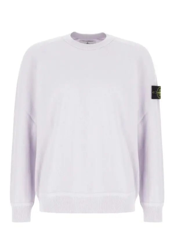 Stone Island Logo Patch Crew Neck Sweater - White