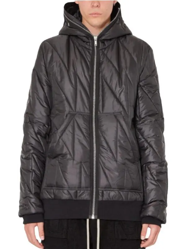 Rick Owens Quilted Hooded Zip-up Jacket - Black
