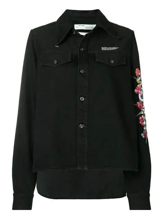 Off-White Embroidered Casual Jacket - Black
