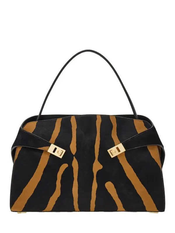 FERRAGAMO Hug Soft Shoulder Bag - Beige/dark Brown