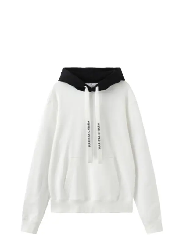 Marissa Chiara Long Sleeve Hooded Sweatshirt - White