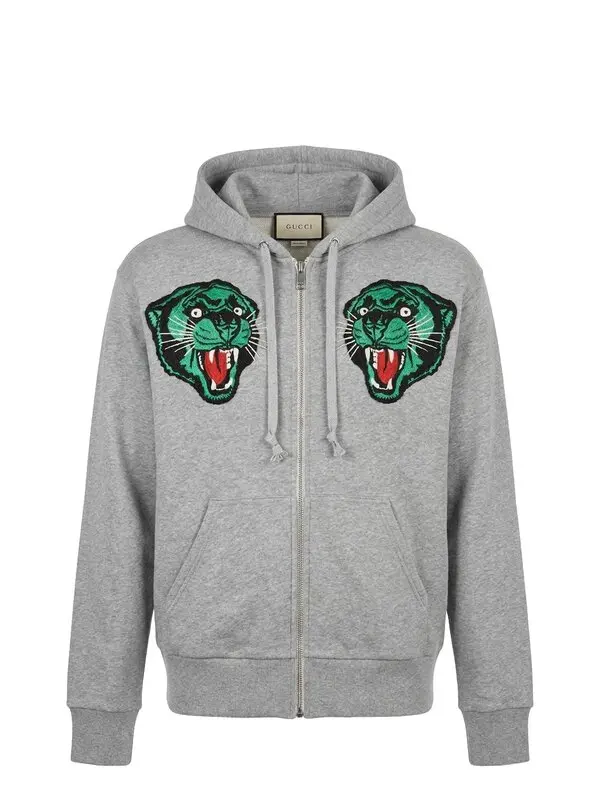 Gucci Hooded Zipper Sweater - Gray