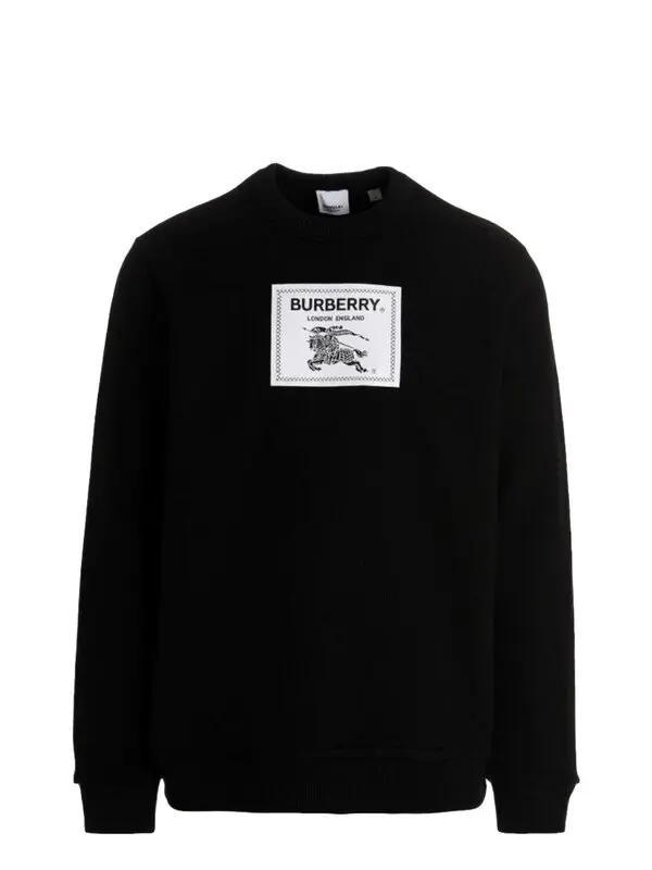 Burberry Label Cotton Sweatshirt - Black