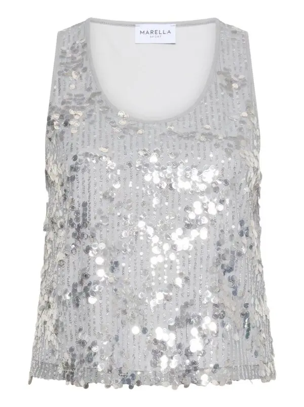 Marella Sleeveless Sequined Top - Grey