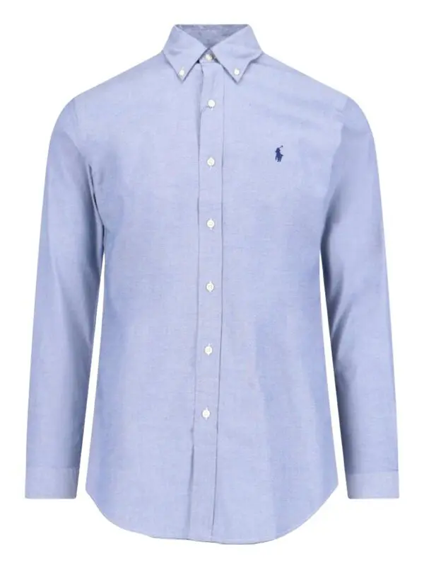 Polo Ralph Lauren Logo Embroidered Long-sleeved Shirt - Blue