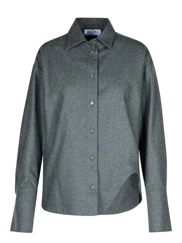 Attico Logo-embroidered Buttoned Shirt - Gray