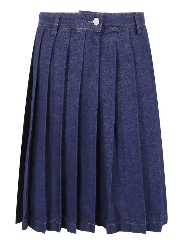 7 For All Mankind Pleated Denim Skirt - Blue