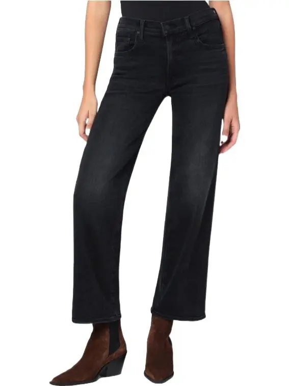 MOTHER Mid-rise Rambler Zip Flood Jeans - Black