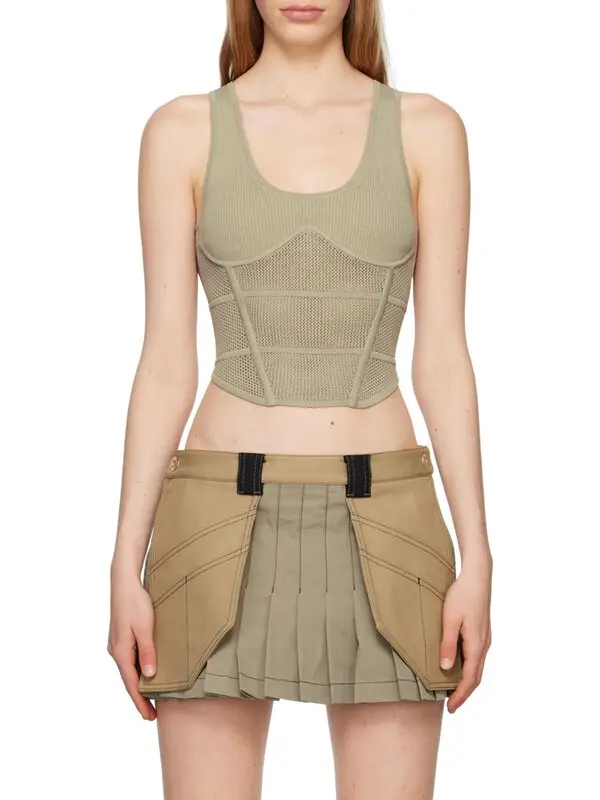 DION LEE Crochet Knit Corset Top - Nude