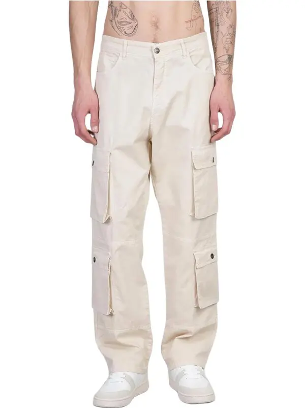 BARROW Mid-rise Straight-leg Cargo Trousers - White