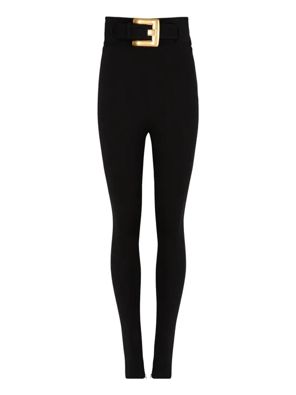 Balmain Belted Stretch Trousers - Black