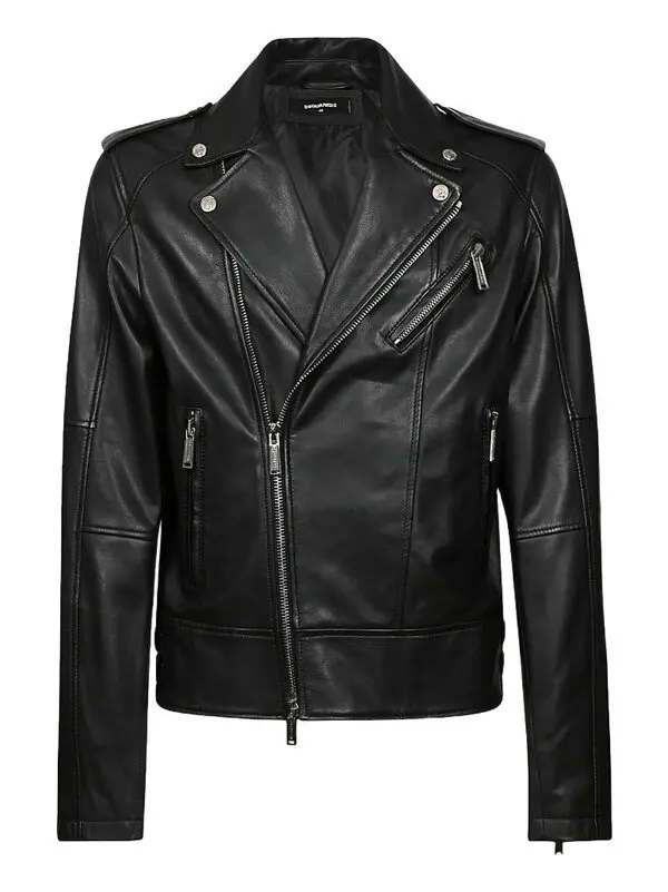 Dsquared2 Leather Biker Jacket - Black