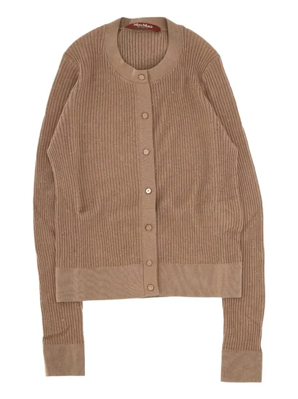 Max Mara Wool And Silk Crew Neck Cardigan - Brown