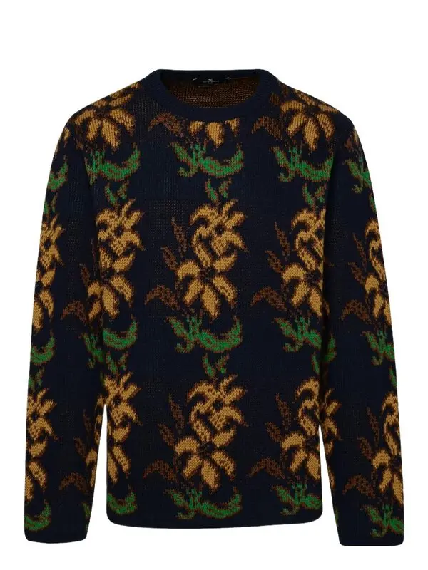 Etro Floral Intarsia Knitted Crewneck Jumper - Black