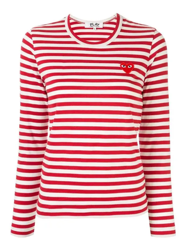Play Comme Des Garcon Striped Logo T-shirt - White