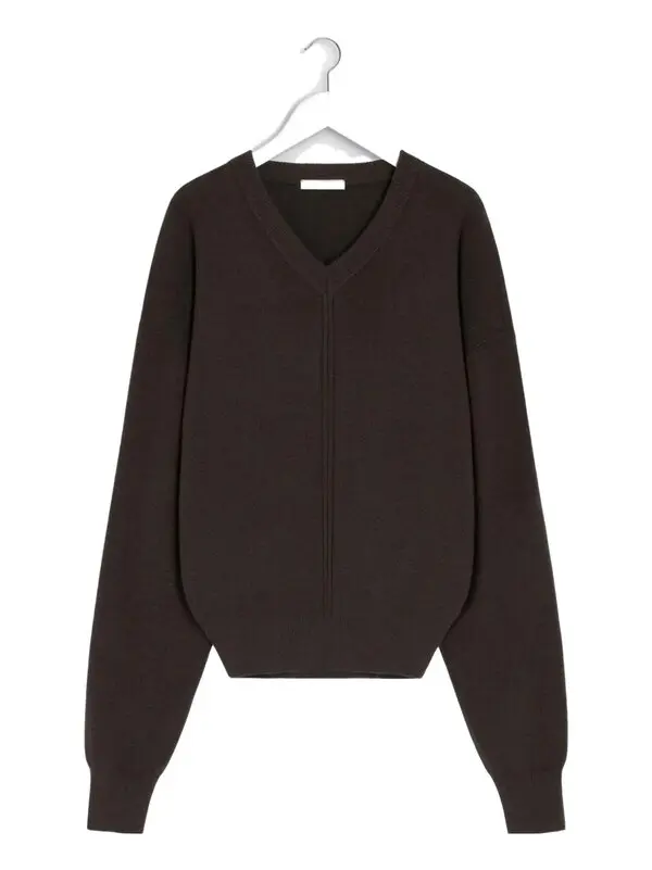 LEMAIRE V-neck Jumper - Darkcacao