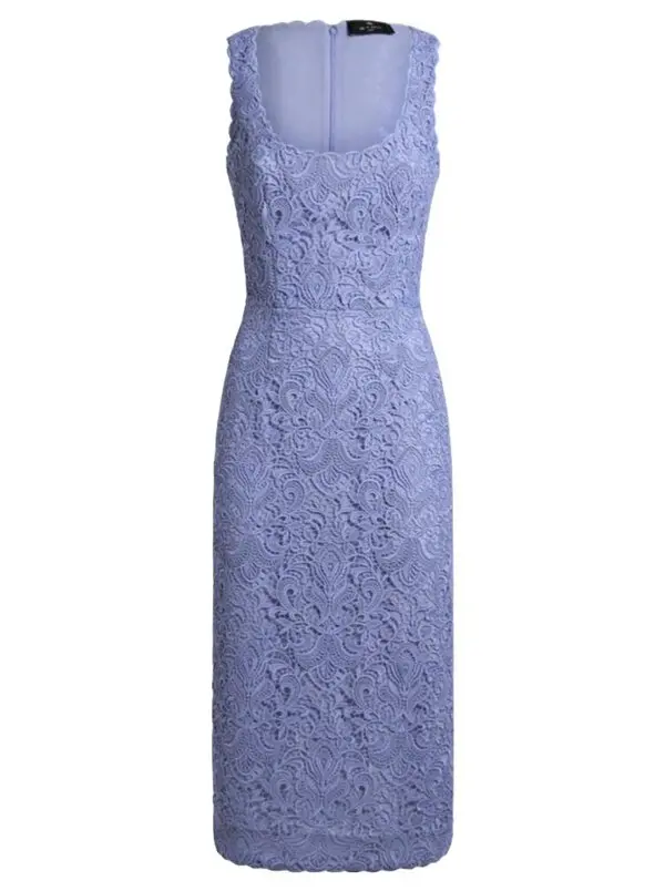 Etro Paisley Macramé Sheath Dress - Blue