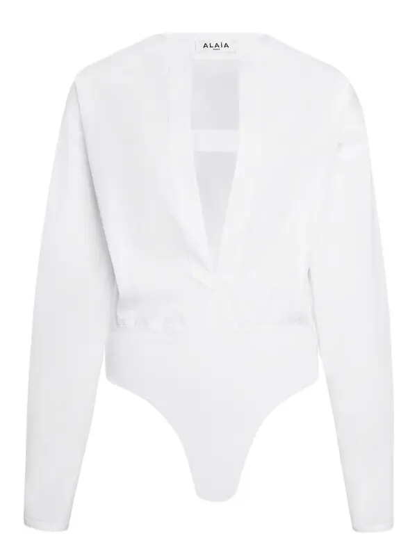 Alaïa Deep V-neck Bodysuit - White